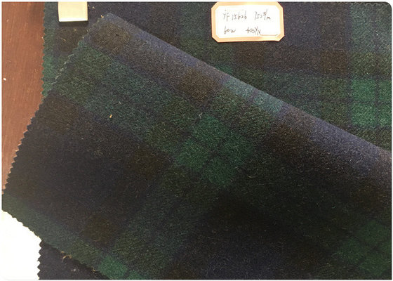 Double Sided Green Tartan Fabric 60% Wool , Scottish Plaid Fabric With Horizontal And Vertical Line