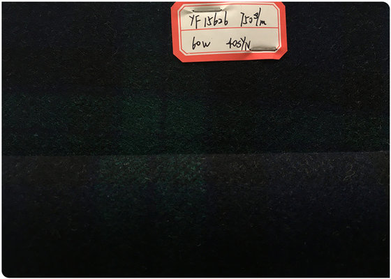 Double Sided Green Tartan Fabric 60% Wool , Scottish Plaid Fabric With Horizontal And Vertical Line