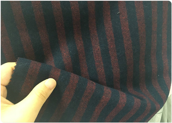 50W 50S Red And Black Striped Fabric , Micro Twill Fabric Lightweight 150CM