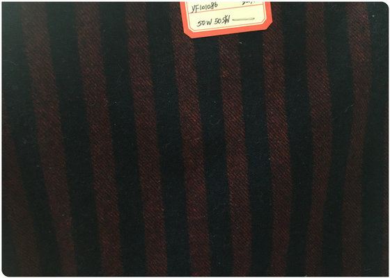 50W 50S Red And Black Striped Fabric , Micro Twill Fabric Lightweight 150CM