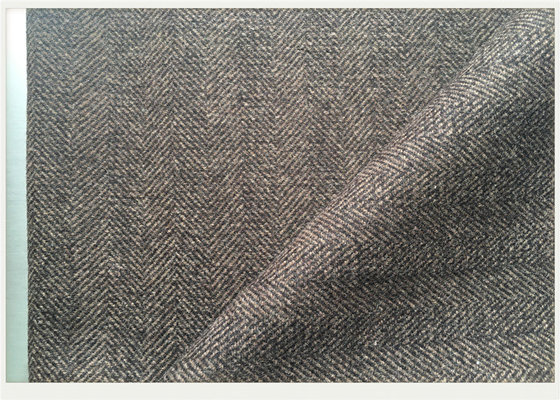 60% Wool 30p Brown Herringbone Wool Fabric 940 G / M  Wool And Polyester Mixed