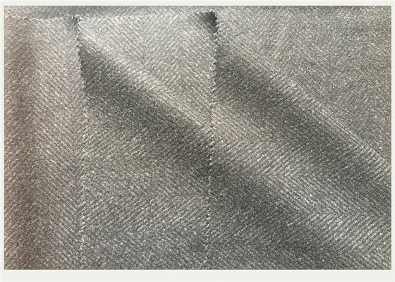Windproof Black Winter Herringbone Wool Fabric 40 Polyester ISO9001