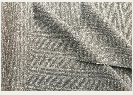 50% Wool Woven Gray Herringbone Fabric Anti Wind For Autumn Outfit / Jacket