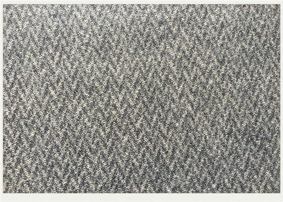 Wool Knit Fabric With Small Herringbone , Light Gray Herringbone Tweed Fabric