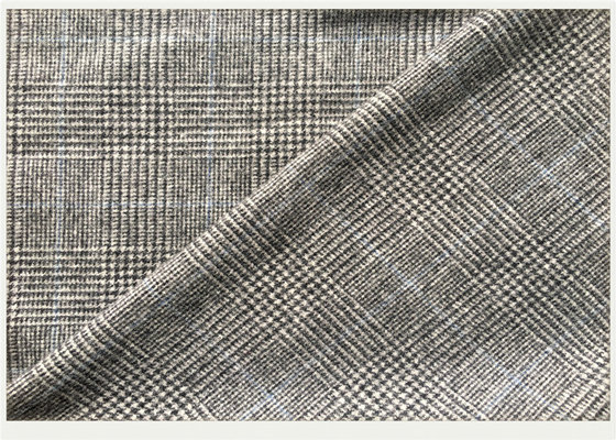 Windproof Warm Tartan Wool Fabric For Black And White Houndstooth Overcoat