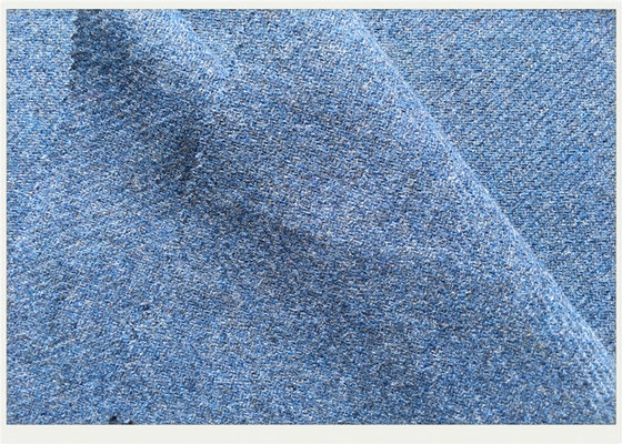 Mix Blue Tweed Medium Weight Wool Fabric Wind Resistant For Warmest Winter Jacket