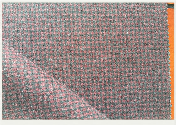 Red And Gray Tartan Wool Fabric Houndstooth Classical For Mens Formal Suits