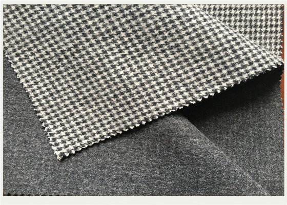 Causal Suit / Pants Houndstooth Tartan Wool Fabric Black And White 820g