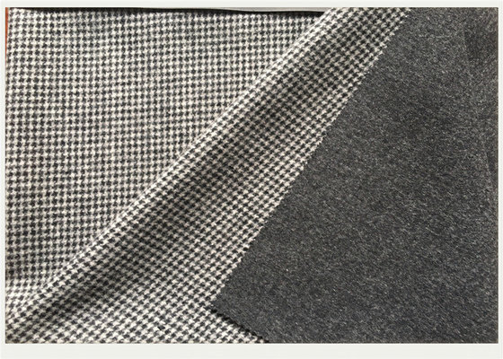 Causal Suit / Pants Houndstooth Tartan Wool Fabric Black And White 820g