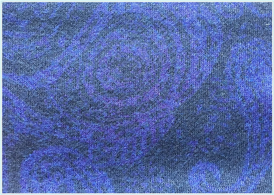 Blue Knit Jacquard Wool Fabric 55w 45p , 620 G Heavyweight Wool Fabric