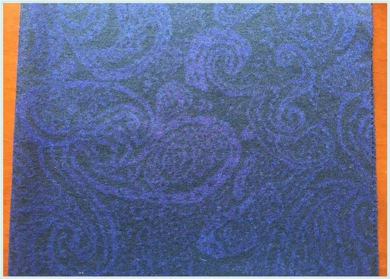 Blue Knit Jacquard Wool Fabric 55w 45p , 620 G Heavyweight Wool Fabric