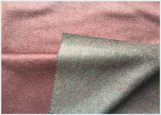 Pink Wool Cashmere Coating Fabric Knitted , Customized Wool Blend Suiting Fabric