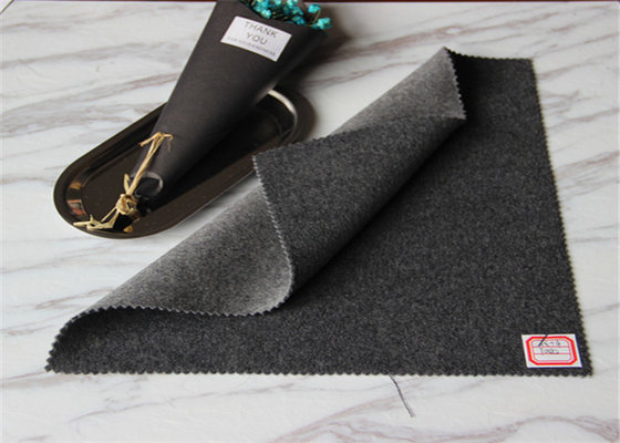 Light Medium Grey Wool Coating Fabric , 50% Wool Serge Fabric Double Sided