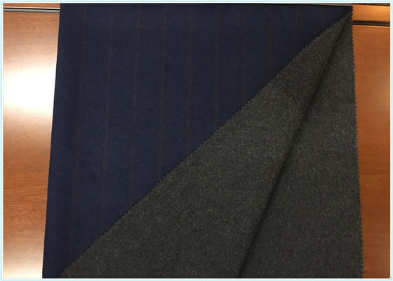 50 Wool Double Faced Wool Coating Fabric With Navy Stripe 50 Polyester