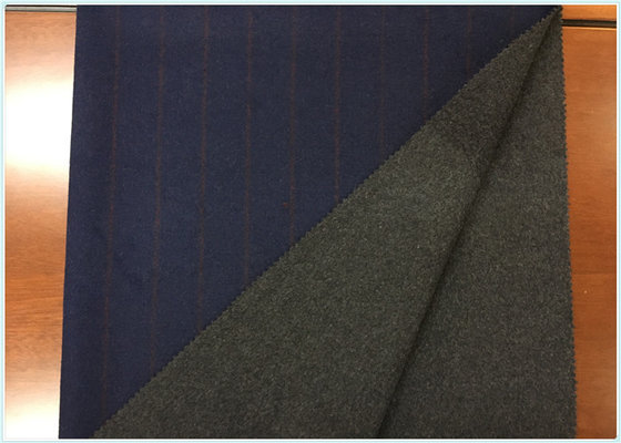 50 Wool Double Faced Wool Coating Fabric With Navy Stripe 50 Polyester