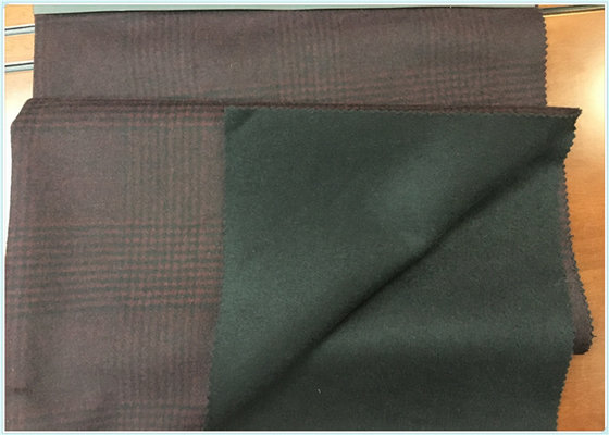 Tartan Double Faced Fabric 50% Wool ,  Houndstooth Double Sided Wool Fabric Pure Color