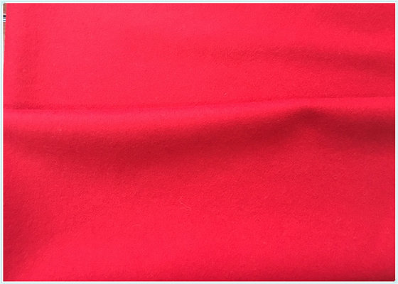 Woman Apparel Red Wool Fabric Melton 650 G / M 150CM Width For Dress Garment