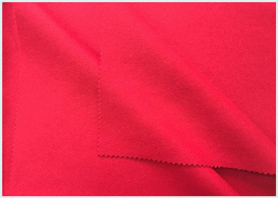 Woman Apparel Red Wool Fabric Melton 650 G / M 150CM Width For Dress Garment