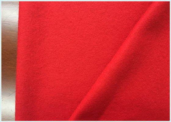 Woman Apparel Red Wool Fabric Melton 650 G / M 150CM Width For Dress Garment