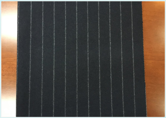 Navy Background Vertical Stripe Twill Double Faced Wool Coating Fabric With Medium Grey
