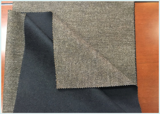 Customized Double Faced Wool Coating Fabric Gray And Black With Warm Feeling