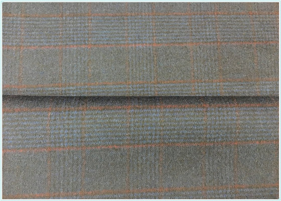 Gray Houndstooth Double Faced Wool Coating Fabric Navy 150CM Width Tartan+Black