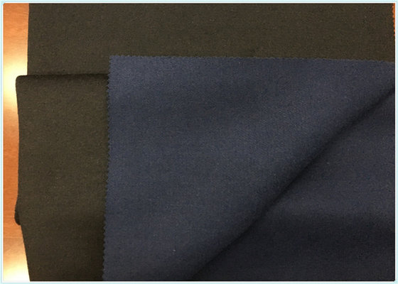 Black And Royal Double Faced Wool Coating Fabric 49" Width For Winter Clothes