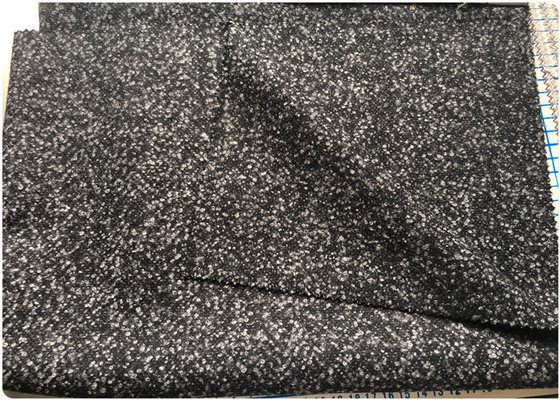 Herringbone Heavy Wool Fabric Terry Cloth Dry Cleaning Black And White