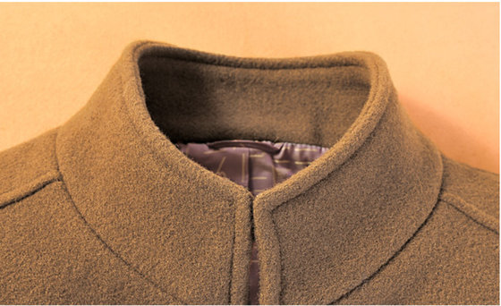 Fashion Formal Khaki Medium Wool Blend Winter Coat / Single Breasted Wool Coat