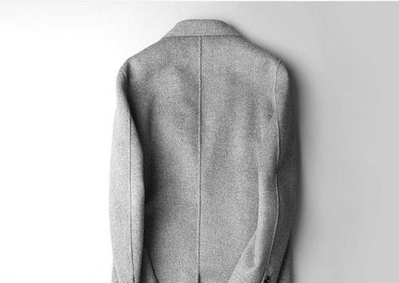 Kahki / Gray / Green Medium Length Wool Blend Winter Coat Suit for Men Business Style