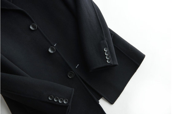 Short Business Causal Slim Mens Wool Coats With Little Collar Black