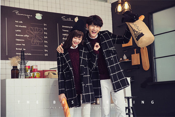 Orange / White / Navy Wool Blend Winter Coat Tartan Couple Wear Lover'S Cloth