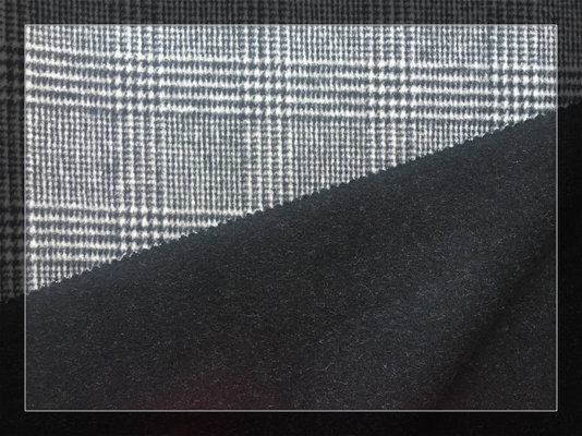 Big Black White Tartan Double Faced Wool Coating Fabric 750g/m