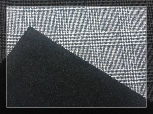 Big Black White Tartan Double Faced Wool Coating Fabric 750g/m