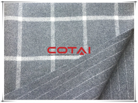 Tartan Vertical Stripe Wool Cashmere Coating Fabric With White Line Double Faced