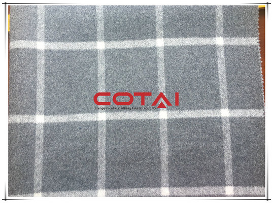 Tartan Vertical Stripe Wool Cashmere Coating Fabric With White Line Double Faced