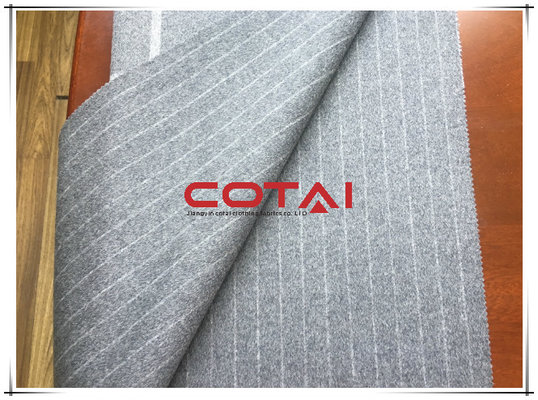 Tartan Vertical Stripe Wool Cashmere Coating Fabric With White Line Double Faced