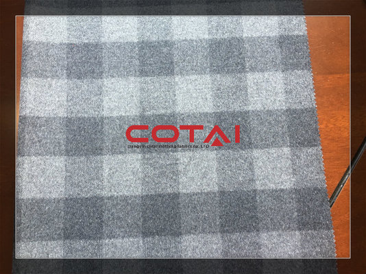 Double Sided Checkerboard Mens Coating Wool Fabric Grey 750g/M