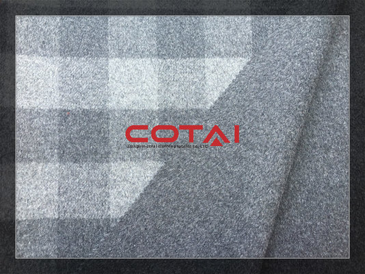 Double Sided Checkerboard Mens Coating Wool Fabric Grey 750g/M