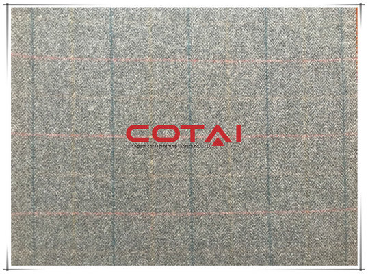 Vintage Hard Touch 7cm Tartan 1cm  Herringbone Wool Fabric 50 Wool 50 Polyester Suit Fabric