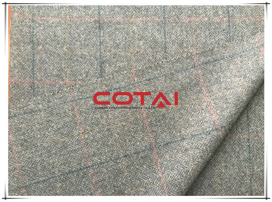 Vintage Hard Touch 7cm Tartan 1cm  Herringbone Wool Fabric 50 Wool 50 Polyester Suit Fabric