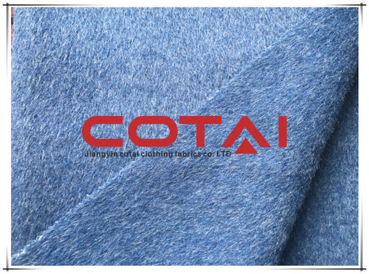 Denim Blue Comfortable Double 5% Alpaca Wool Fabric For Dress / Jacket
