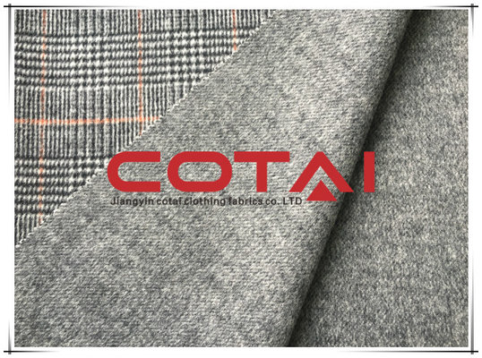 80 Wool 20 Polyester Double Sided Tartan / Plaid Fabric With Gray Twill Inside Coating Wool Fabric
