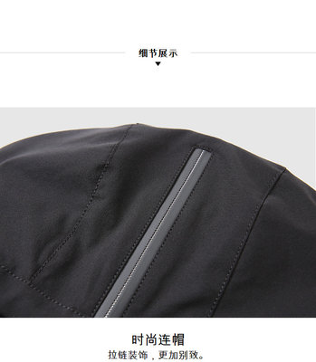 Spring / Autumn Black Wool Blend Winter Coat Causal Style Hoodie Laundering