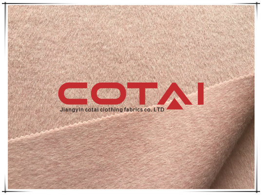 Double Sided 5% Alpaca 60% Wool Creamy Pink Long Pile Mohair Fabric  900g/M 600gsm