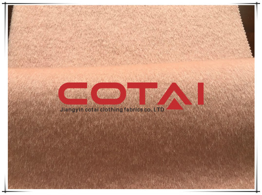 Double Sided 5% Alpaca 60% Wool Creamy Pink Long Pile Mohair Fabric  900g/M 600gsm