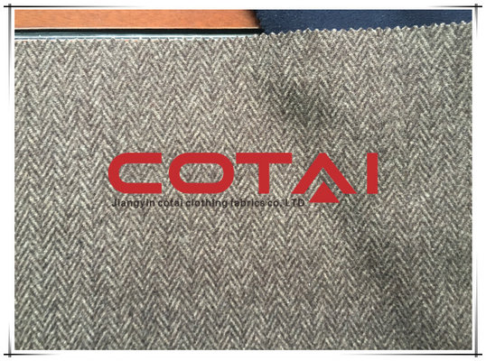 Brown Camel Light Tan 1.5cm Herringbone Wool Fabric 60 Wool 30 Polyester 150cm
