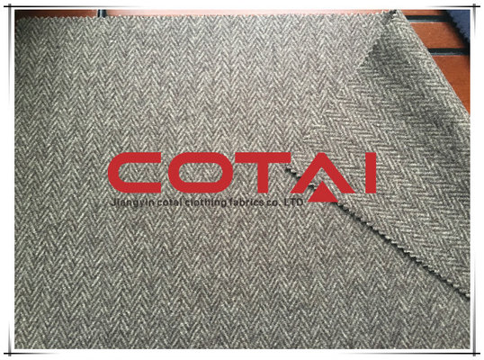 Brown Camel Light Tan 1.5cm Herringbone Wool Fabric 60 Wool 30 Polyester 150cm
