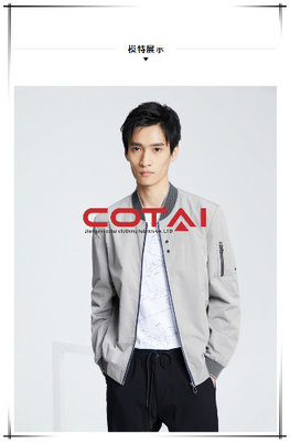 Stone Grain Zipper Causal Wool Blend Winter Coat Spring / Autumn Baseball Collar Jacket