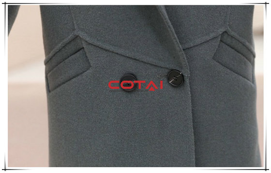 Smoky Gray Winter Coat 90W10N Double Faced Wool Fabric , Width 150CM